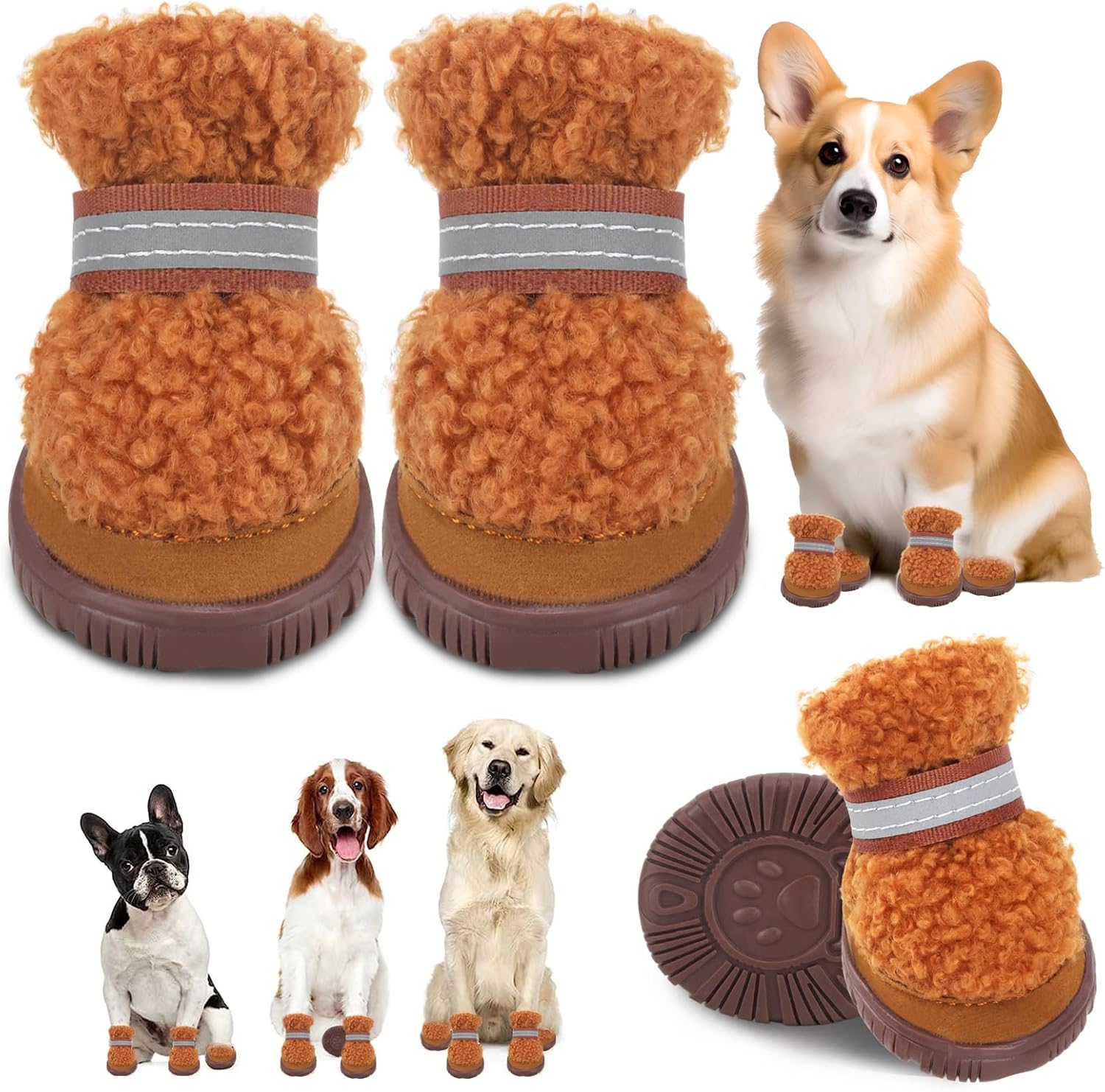 Amazon.com : 4PCS Dog Boots Waterproof Dog Shoes for Small Dogs, Anti ...