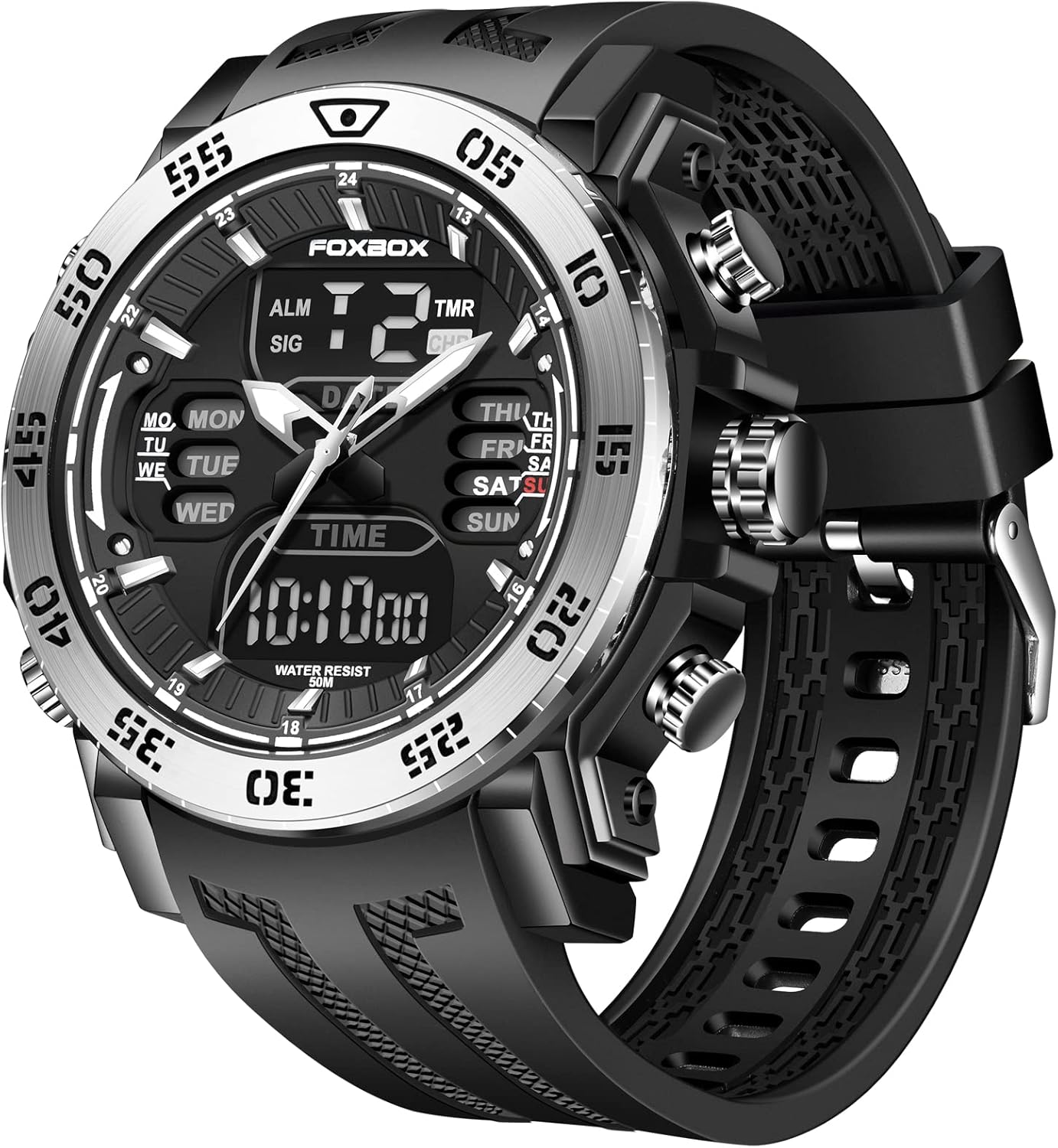 FOXBOX Men's Sports Watch, Military Outdoor LED Digital Analog Quartz ...