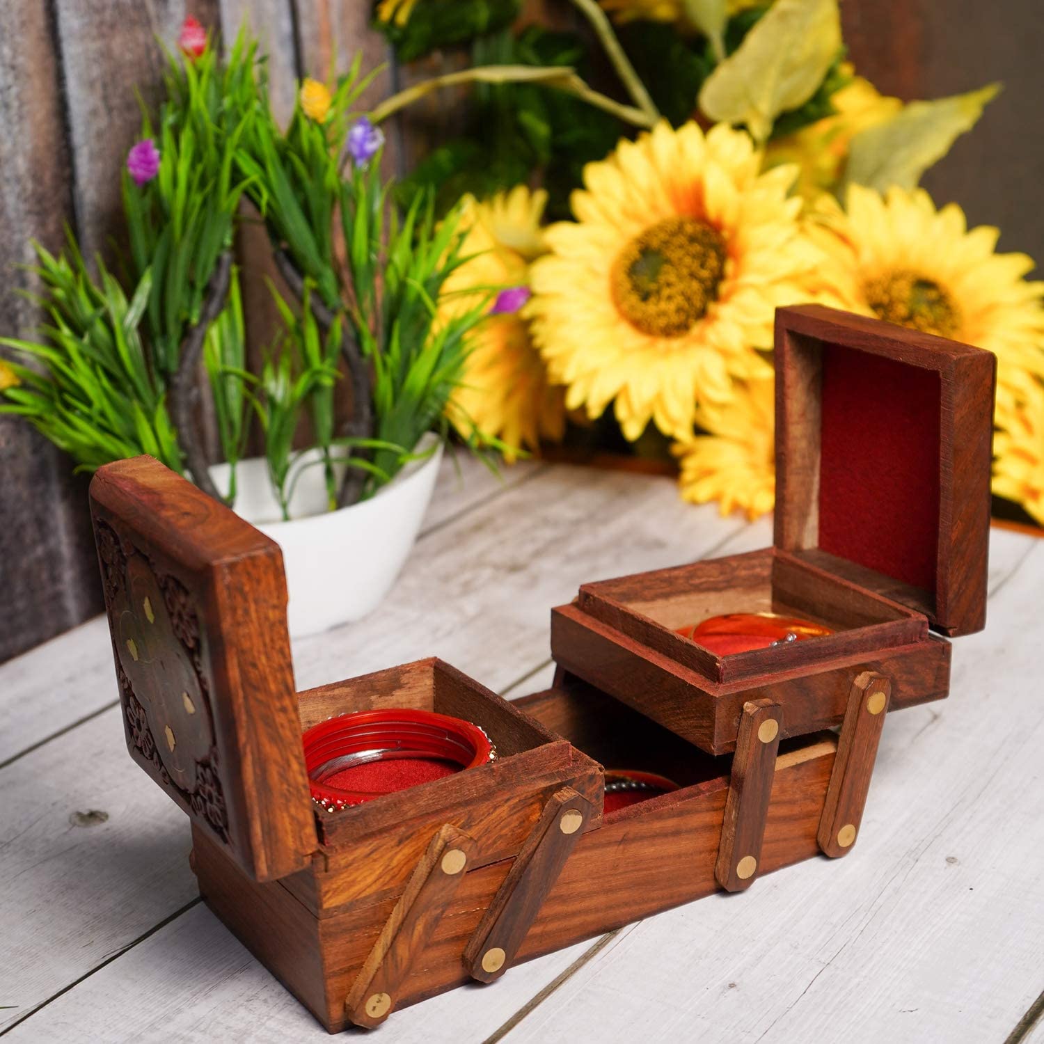 Alif Krafts Wooden Jewellery Jewel Boxes Storage Box Organizer Gift Box ...