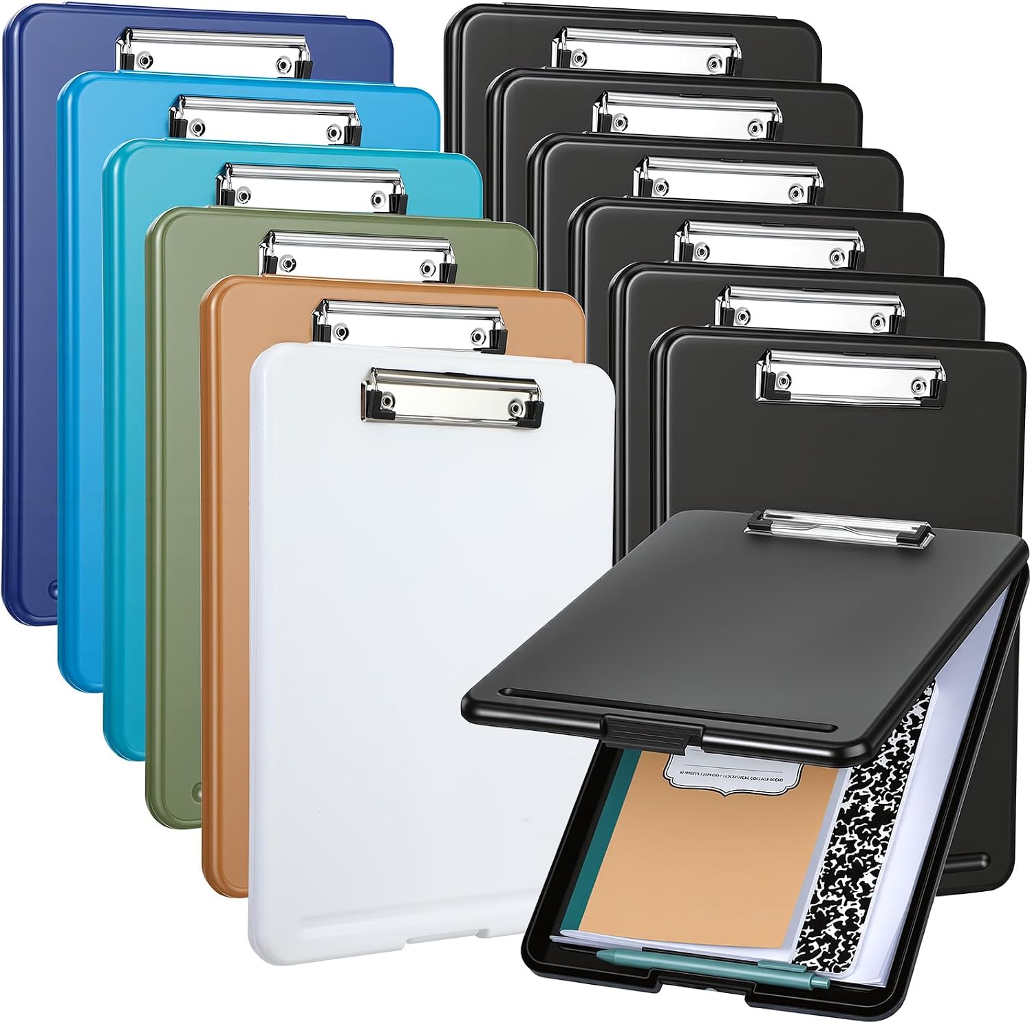 Amazon.com: Ireer 12 Pcs Plastic Clipboard with Storage Heavy Duty ...