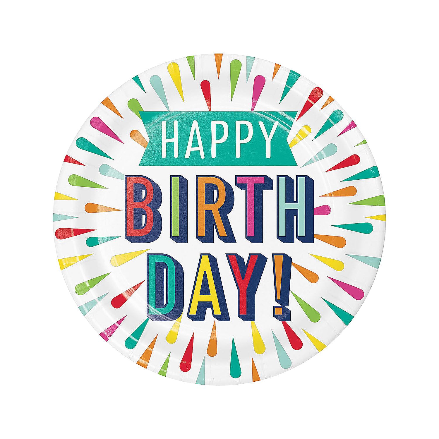 Amazon.com: Fun Express Happy Birthday Burst Paper Dinner Plates ...