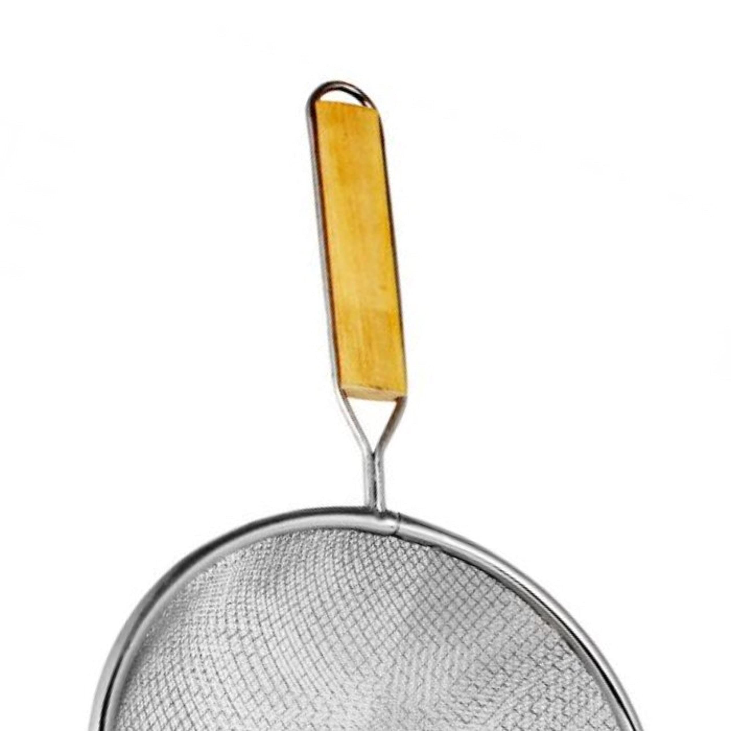 Snapklik.com : 8-Inch Double Medium Tin Mesh Strainer 6" Handle Length ...