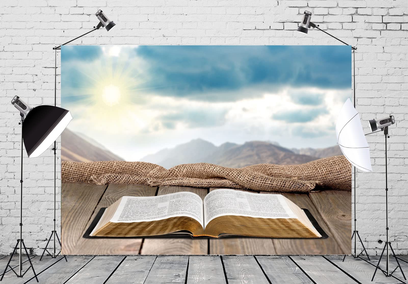 Snapklik.com : Loccor 8x6ft Fabric Holy Bible Backdrop Sunrise Mountain ...