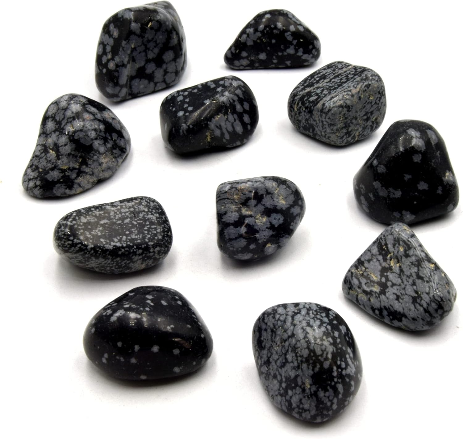 Amazon.com: Beadlanta Tumbled Polished Snowflake Obsidian Stones ...