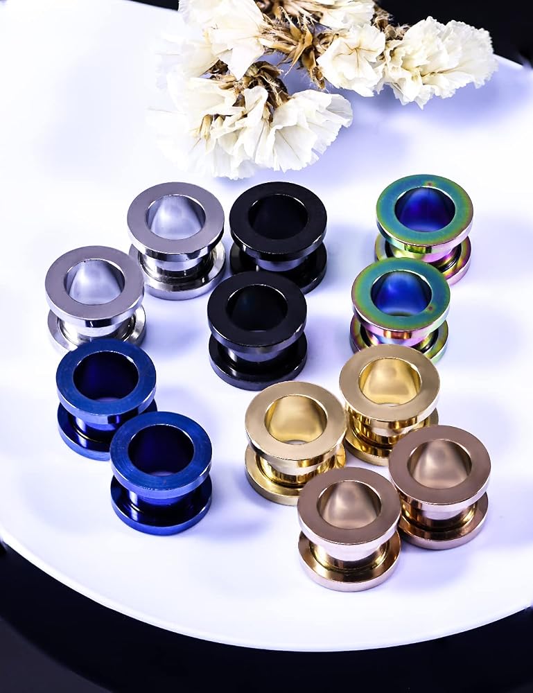 Ear Stretching Kit Black Hexagon Ear Tunnels | Stretched Ears Jewellery ...