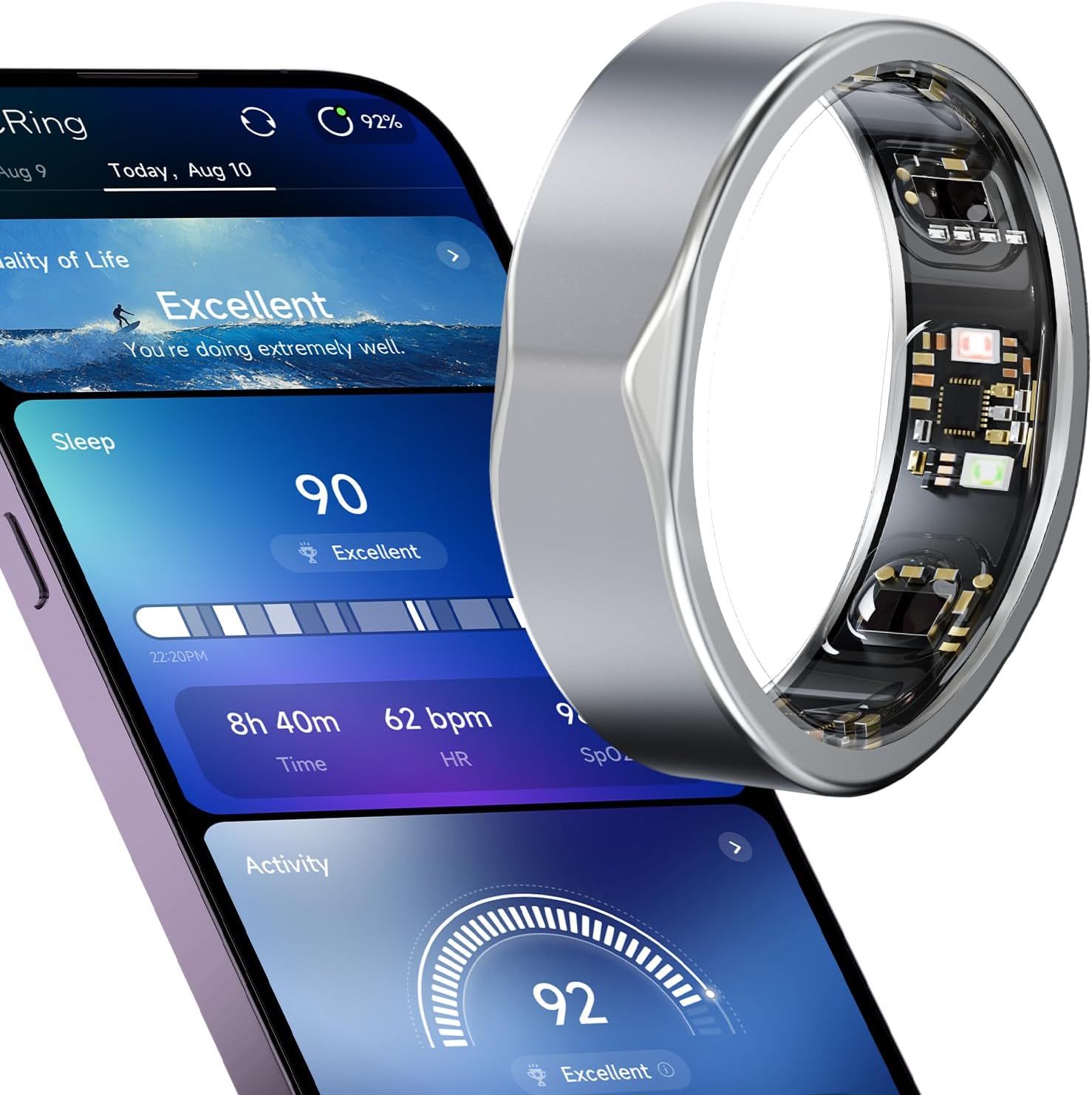 Amazon.com: AMZAIZO AI Smart Ring JCRing Gen4 Sleep&Fitness Tracking ...