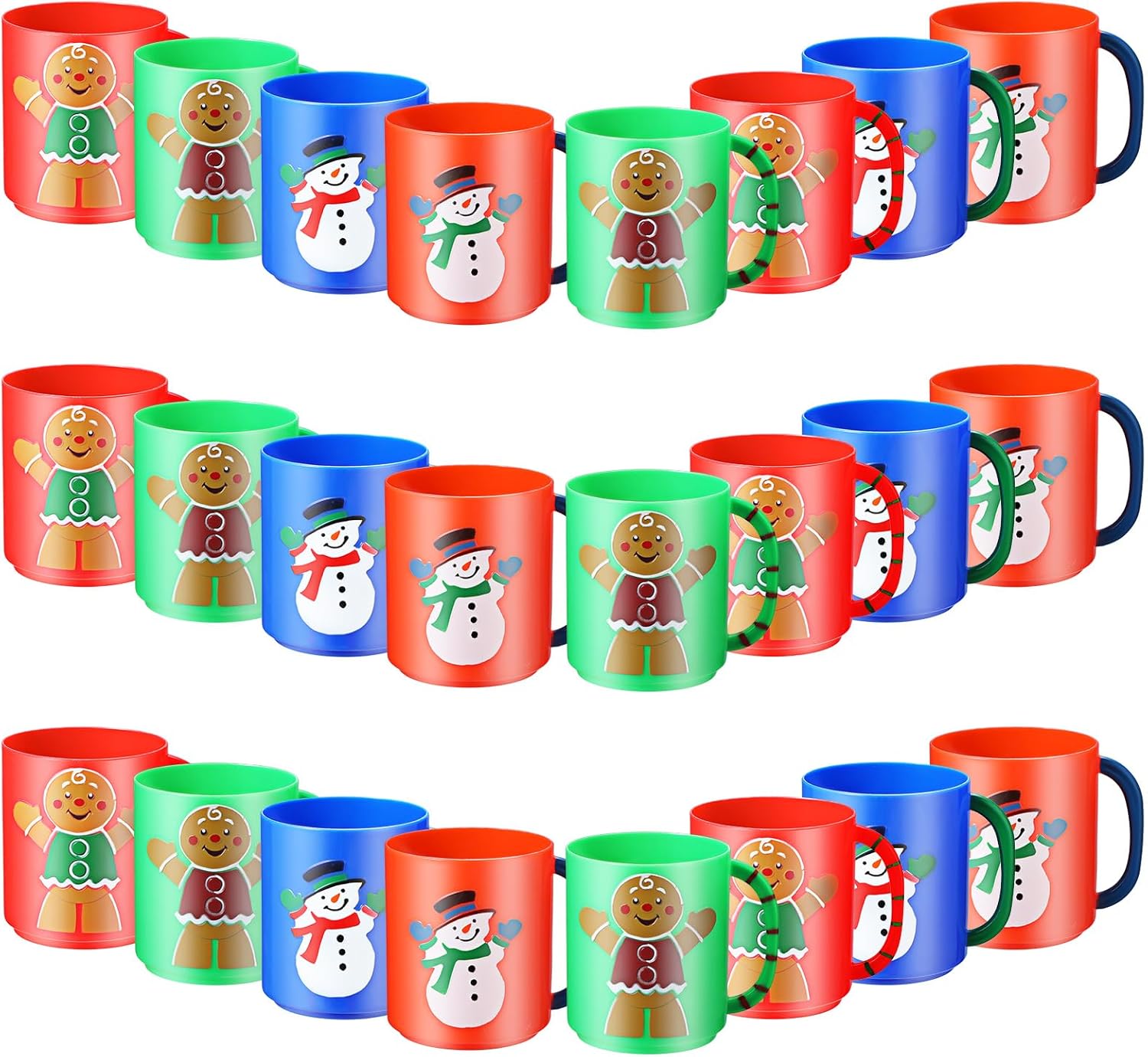 Amazon.com: Layhit 24 Pcs Christmas Gingerbread Man Mugs Plastic ...