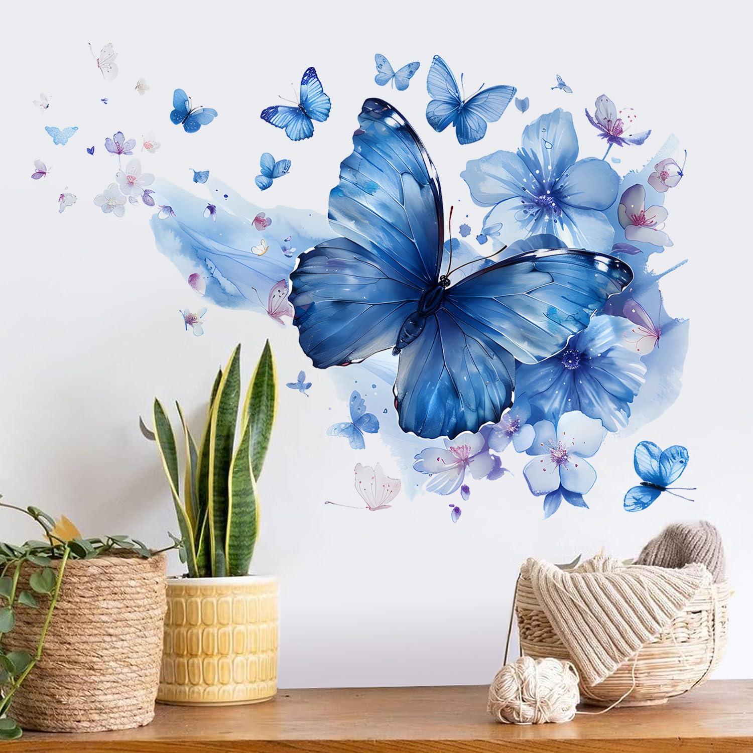 Amazon.com: RAINBOW WSK Blue Butterfly Wall Decals Removable Butterfly ...