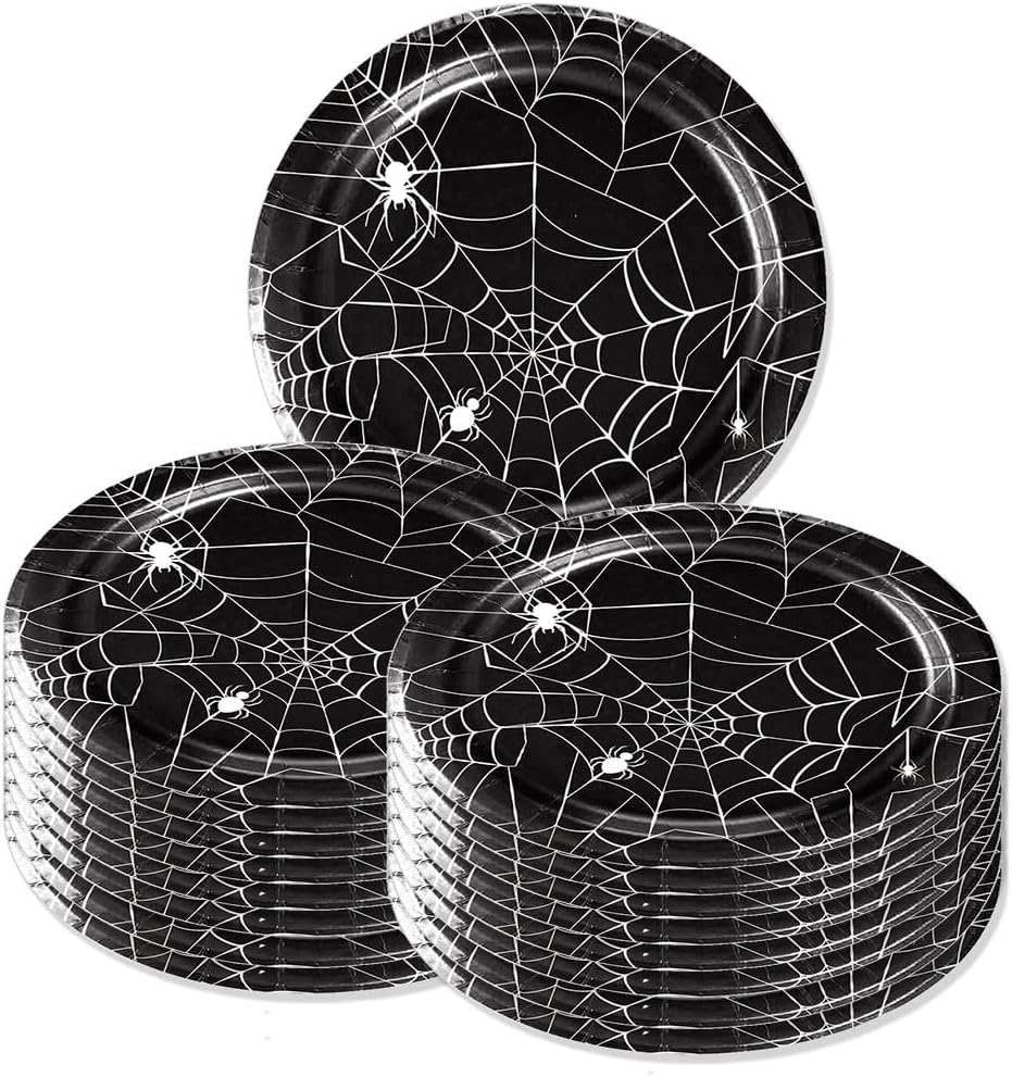 Amazon.com: HANSAMU Halloween Plates Spider Web Paper Plates Party ...