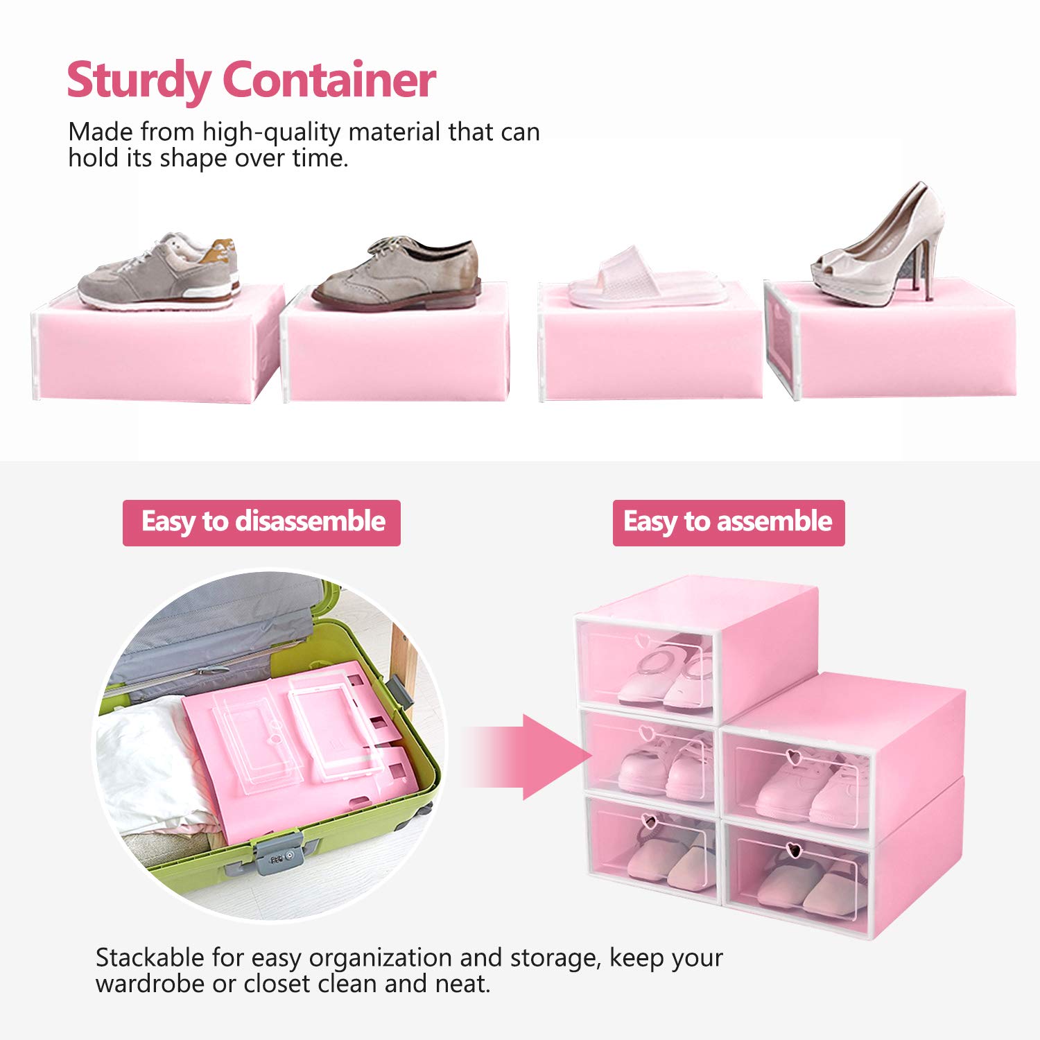 Snapklik.com : Hommtina 12 Pack Stackable Shoe Boxes Plastic Storage ...