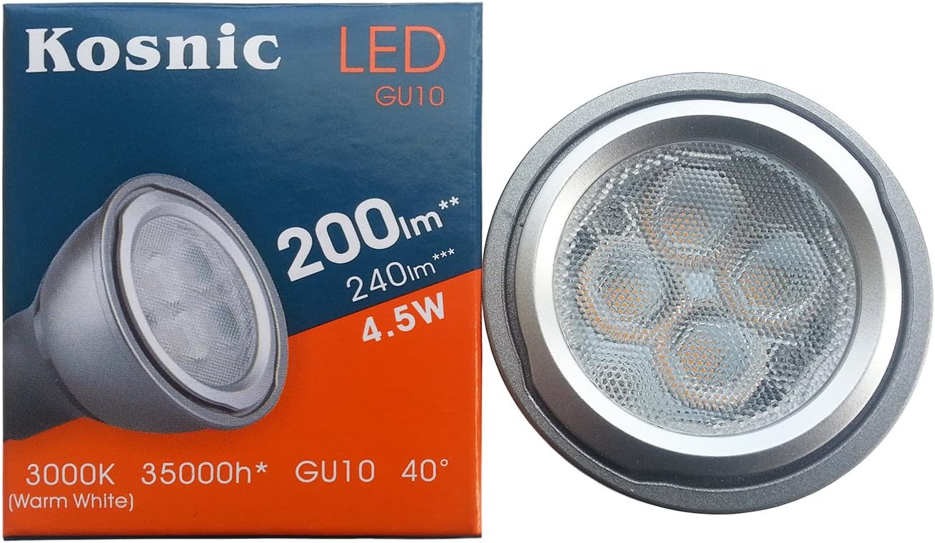 Kosnic 4.5w Pro LED GU10 Warm White 240 Lumen 40 Degree Beam Non ...