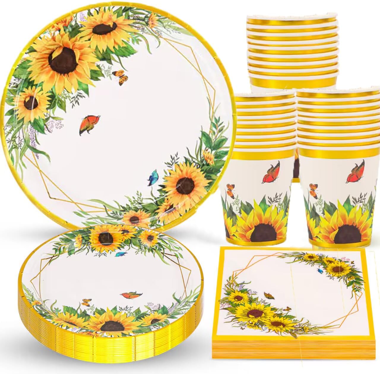 Amazon.com: Sunflower Party Supplies, Sunflower Plates and Napkins Set ...