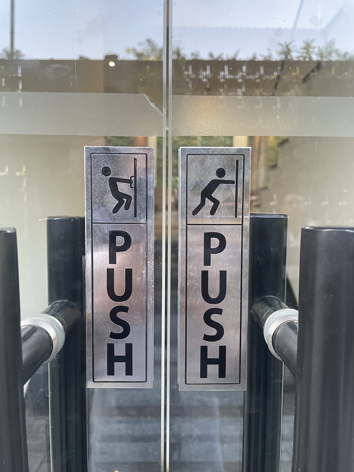 Anne Print Solutions® Push & Pull Steel Self Adhesive Metal Safety Sign ...