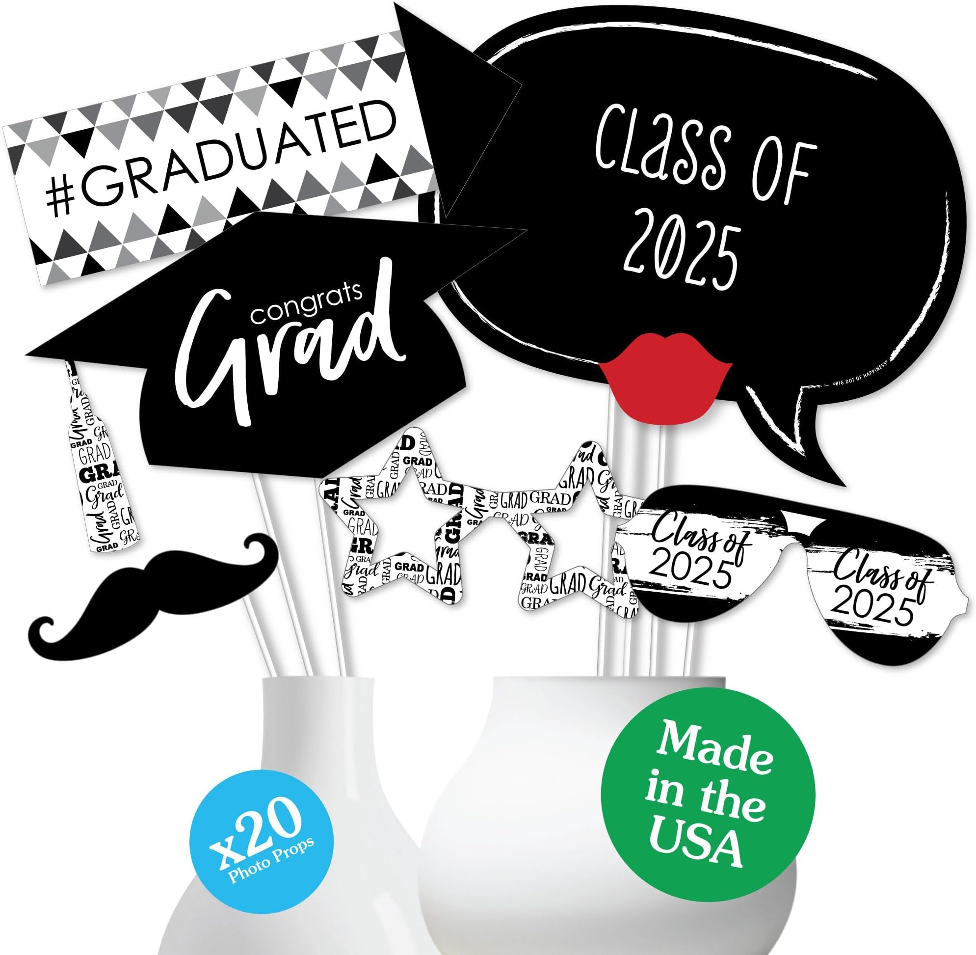 Amazon.com: Fully Assembled Graduation Photo Booth Props - Set of 30 ...