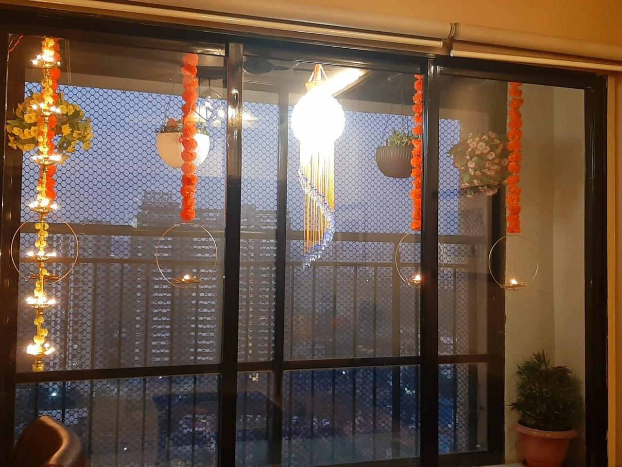 Buy Akash KANDIL Macrame plastic Lantern for Diwali, 34 inch x 6 inch ...