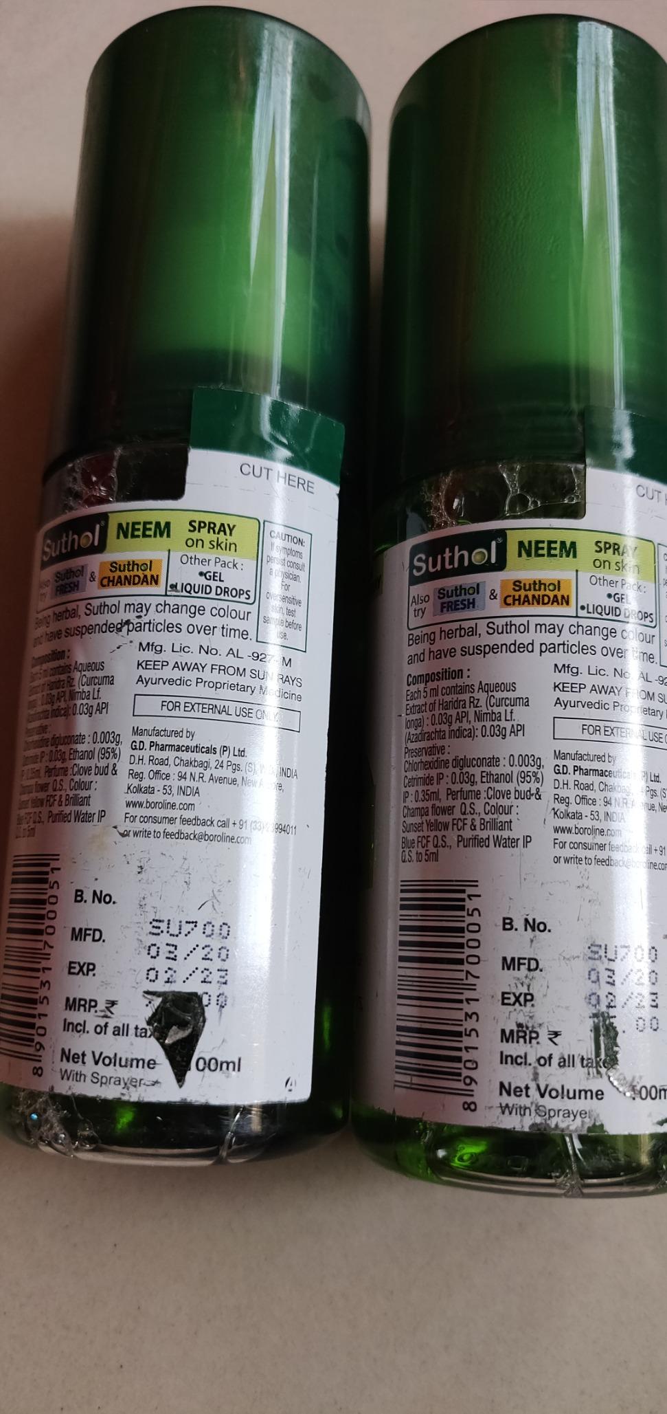 Suthol BOROLINE's Active Neem Spray 100 Ml X 4 | Stops Skin Irritations ...