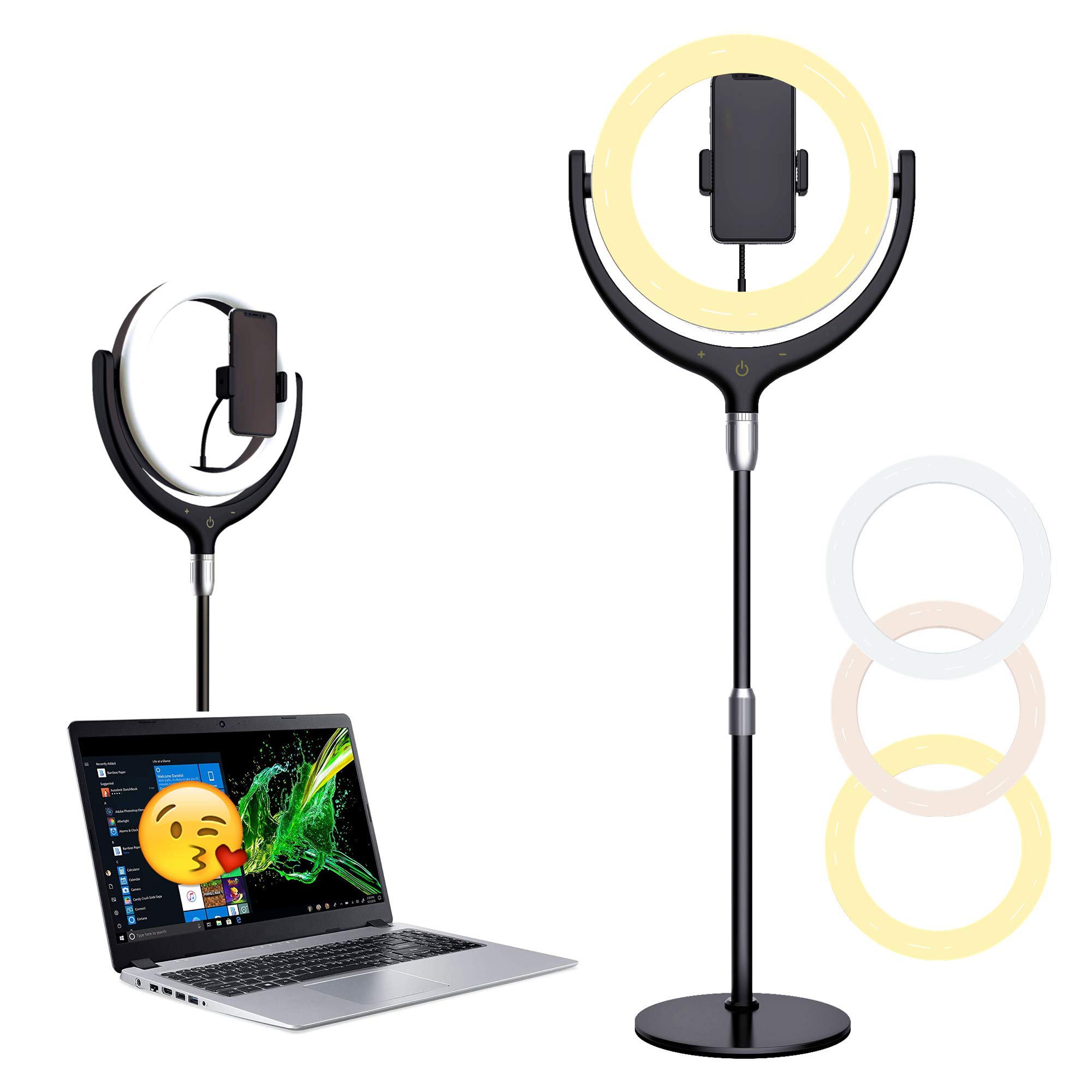 12''Computer Ring Light for Video Conferencing Lighting/Adjustable Led ...