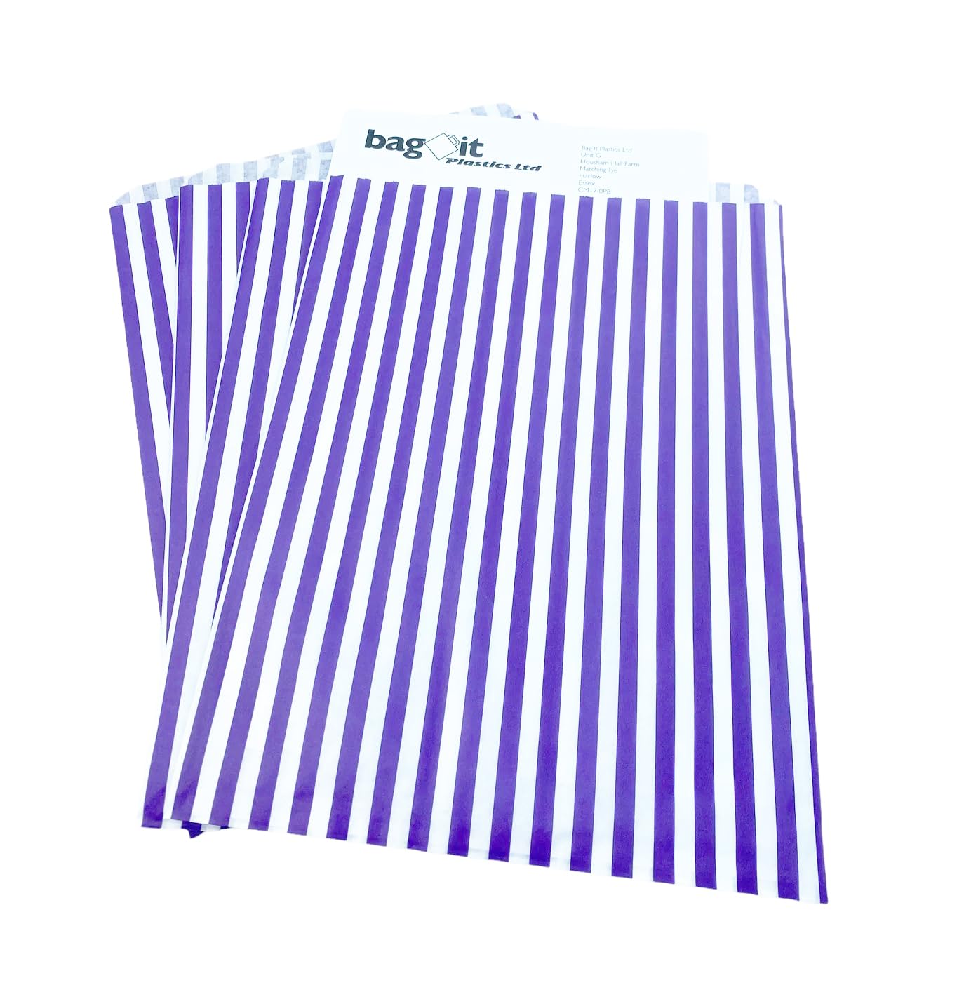 Candy Stripe Purple Sweet Gift Bags - 10" x 14"/ 250mm x 350mm - Pack ...