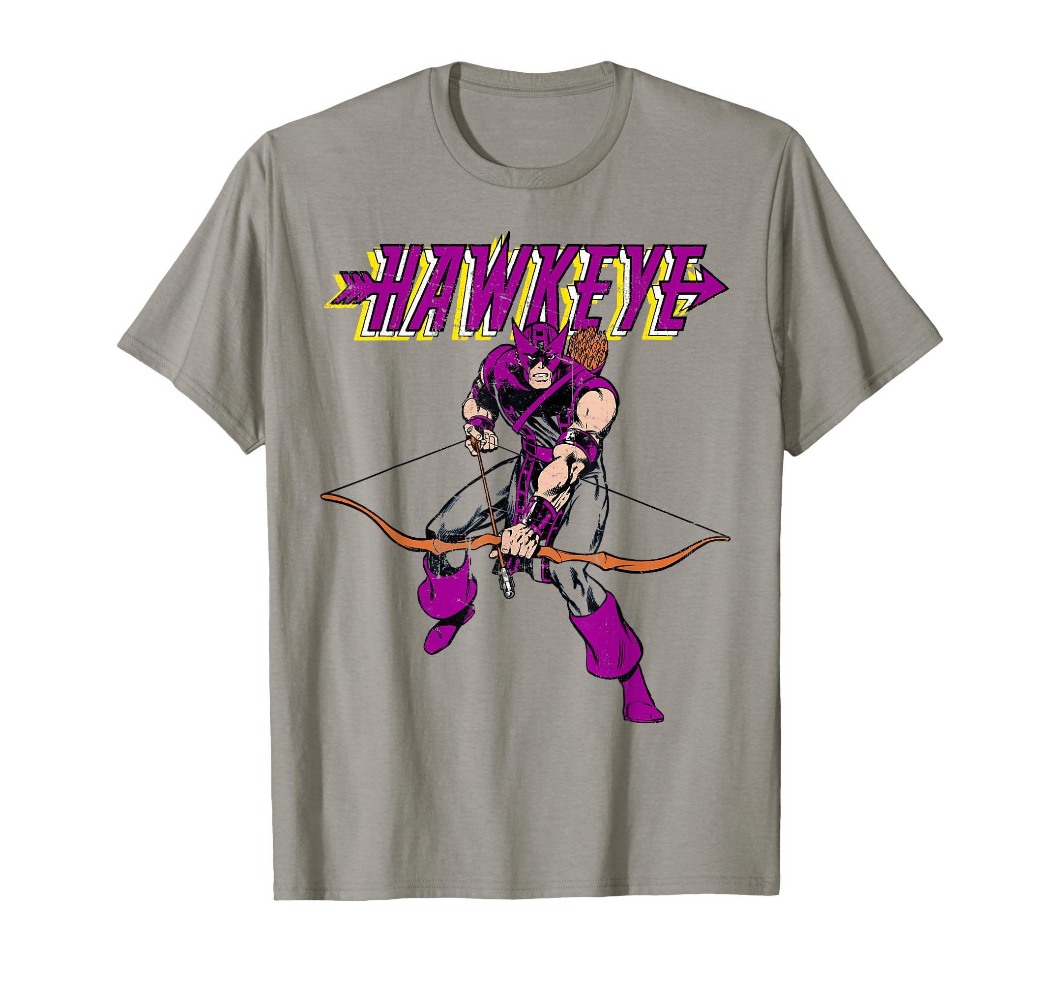 Amazon.com: Marvel Hawkeye Retro Classic Pose Bow Arrow Graphic T-Shirt ...
