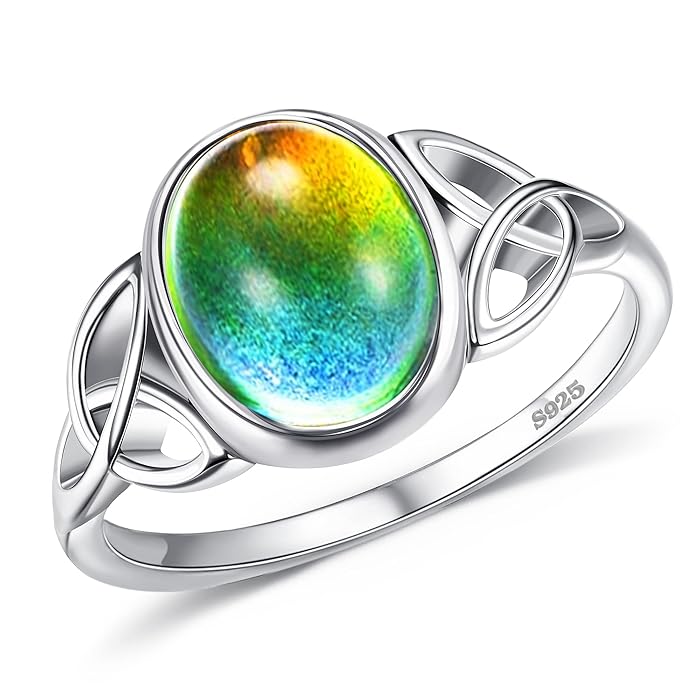 Buy Mood Rings with Color Chart Card Temperature Color Change Stone ...