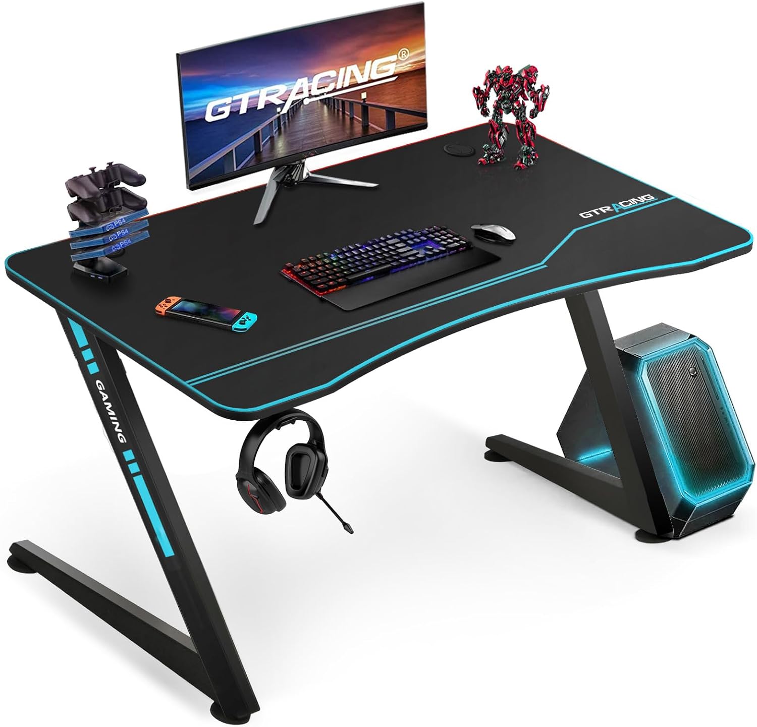 Amazon.co.jp: GTRACING ゲーミングデスク パソコンデスク pcデスク 「メーカー二年保証」 モニターアーム取付対応 デスクカッコいい机保護マット付き 耐荷重110KG ...