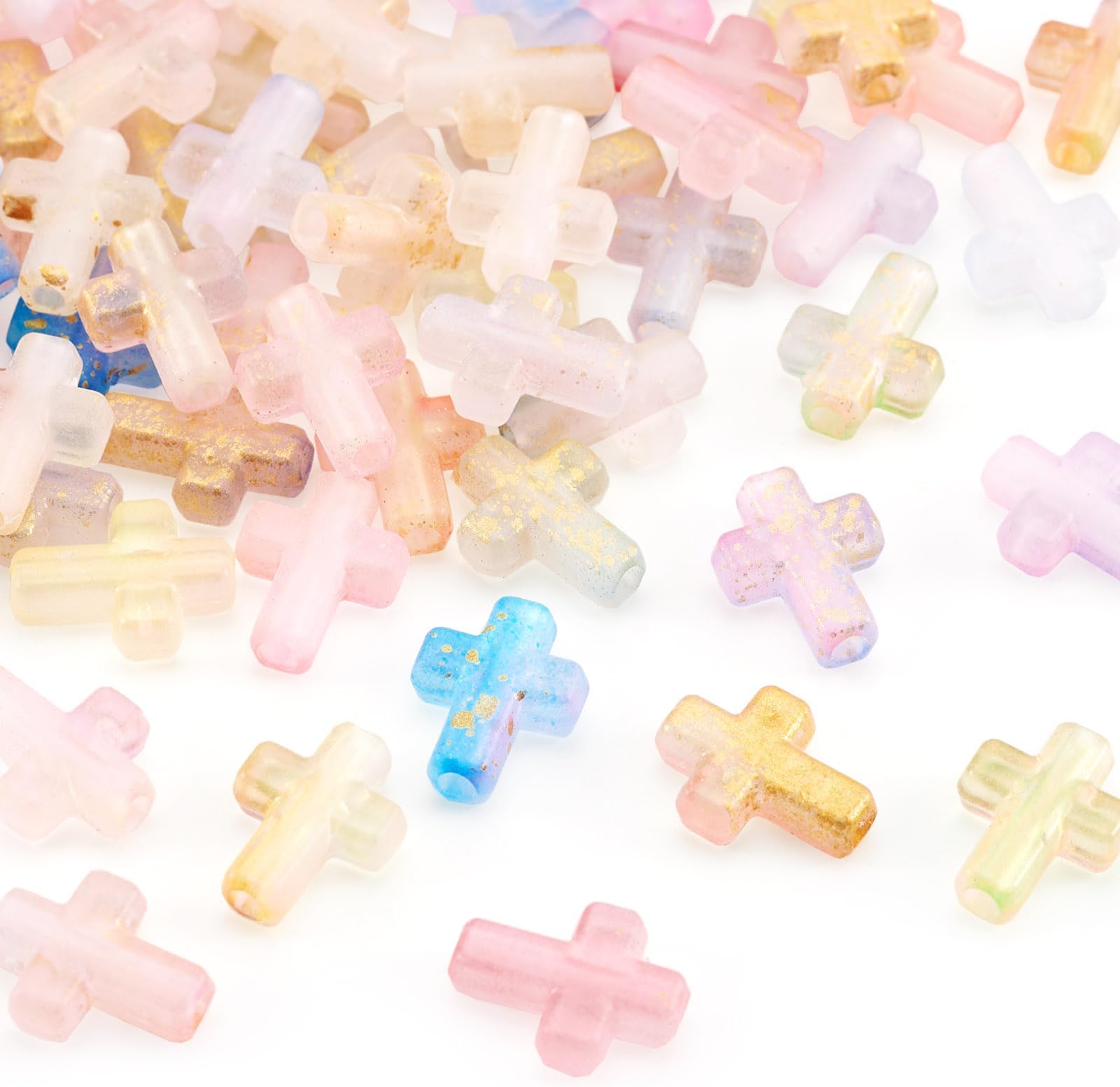 Amazon.com: Magibeads 100Pcs Acrylic Cross Beads 9 Colors Pastel Kandi ...