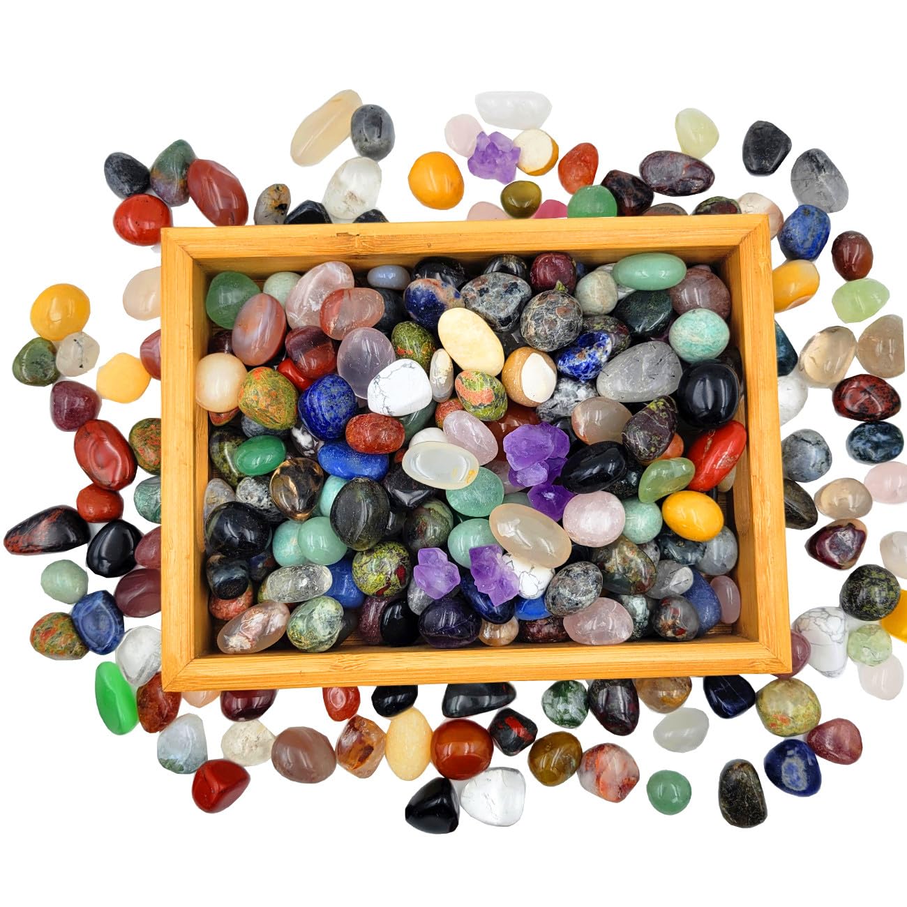Amazon.com: 180Pcs+ (3lb) Bulk Gemstones and Crystals Set,30Kinds ...