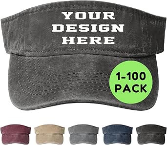 Generic Custom Visor Hats Washed Sun Hats Design Your Own Personalized ...