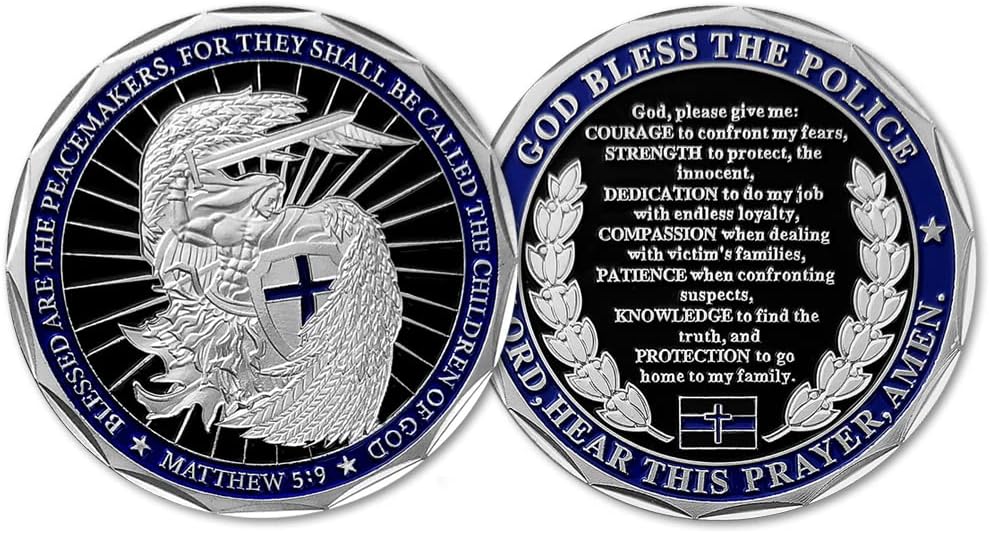 Amazon.com: Saint Michael Police Officers Challenge Coin God Bless The ...