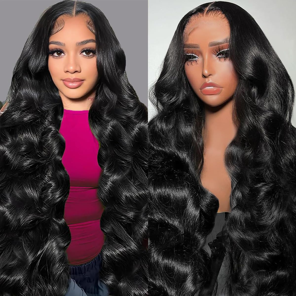 Amazon.com : Straight Lace Front Wigs Human Hair 180% Density 13x4 HD ...