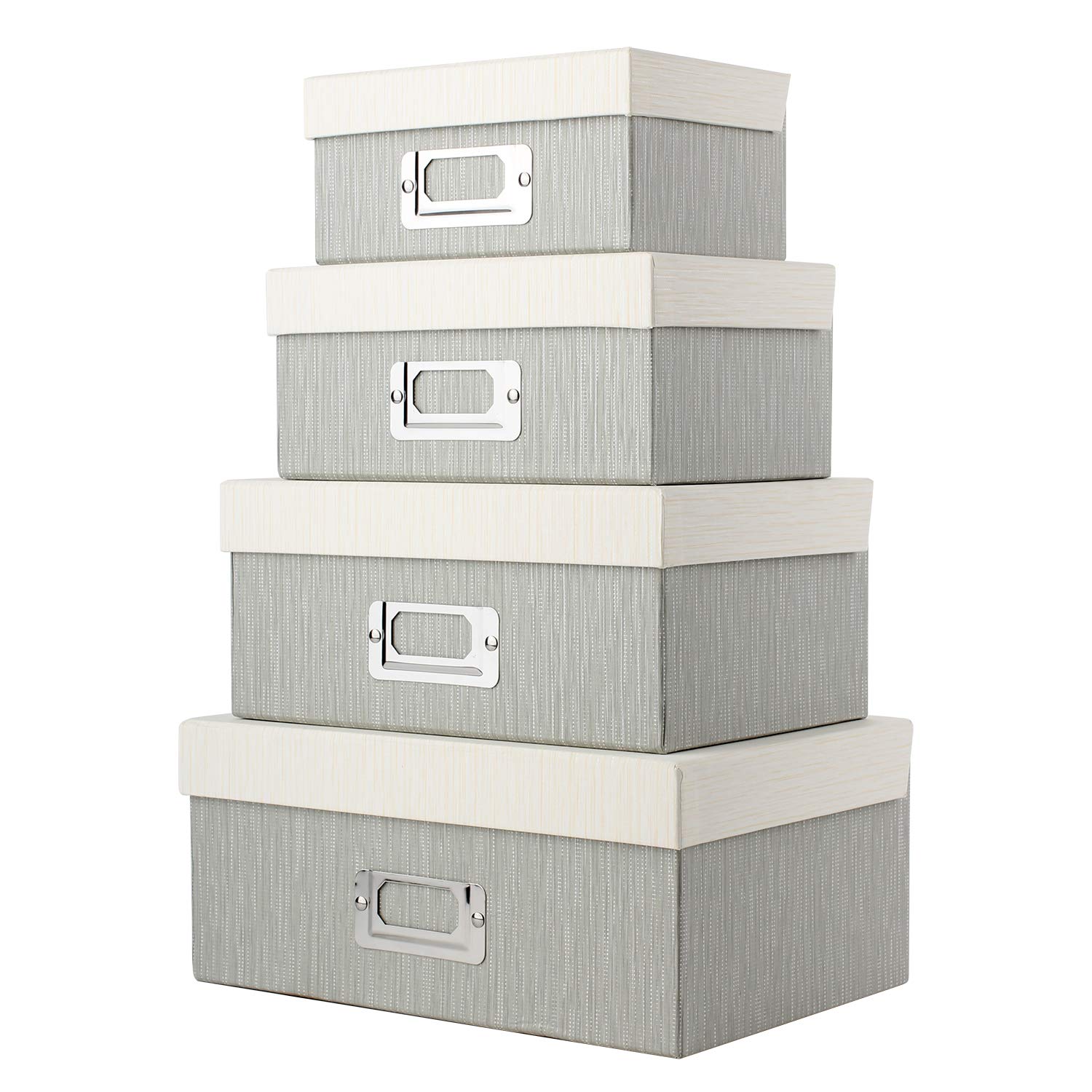 Arborus Photo Storage Boxes, Dark Gray Storage Boxes with Lids 4 in 1 ...