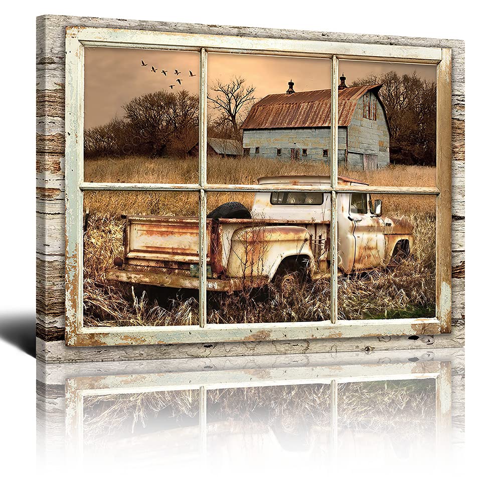 Drawpro Rustic Old Barn Wall Art Beautiful Barn And Rustic Truck At ...