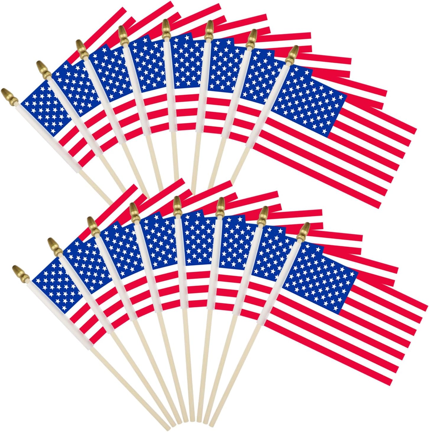 Amazon.com : 16 Pack Small American Flags on Stick - Mini USA Flags ...