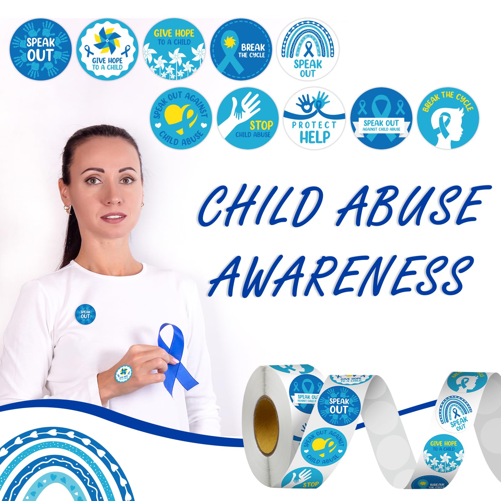 Snapklik.com : 1000 Pcs Child Abuse Awareness Stickers For Kids Roll ...