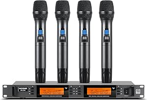 Amazon.com: MIZISNR 4 Channel UHF Wireless Microphone System with Cordless Handheld Mics, 4x100 ...