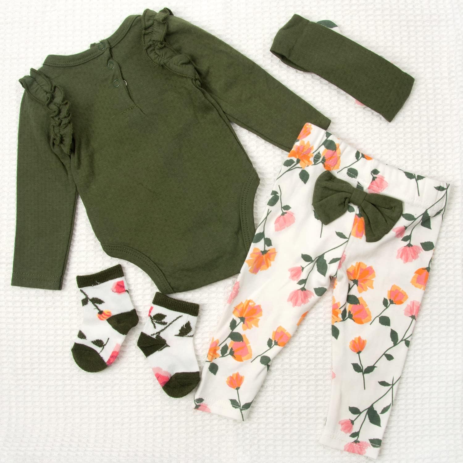 Amazon.com: Reborn Baby Doll Clothes Olive-Green Outfits Suitable for ...