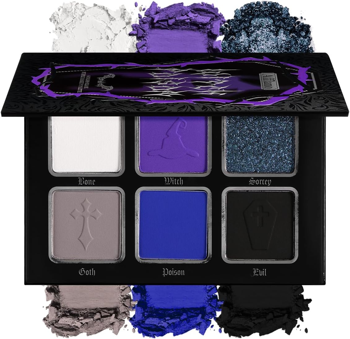 Black Blue Purple Eyeshadow Palette Goth Makeup, Matte Shimmer Dark ...
