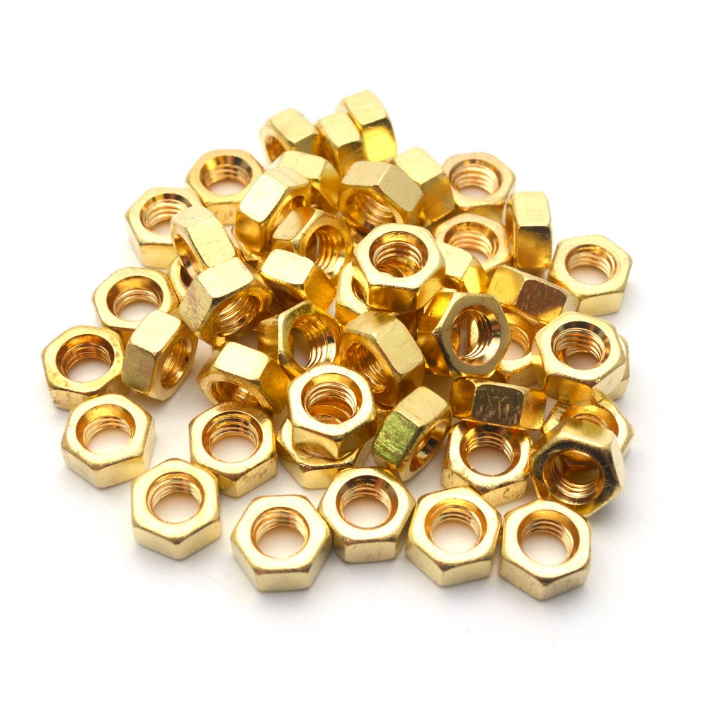 Snapklik.com : M6 Nut, 50Pcs Brass Hex Nuts, Internal Threaded Hexagon ...