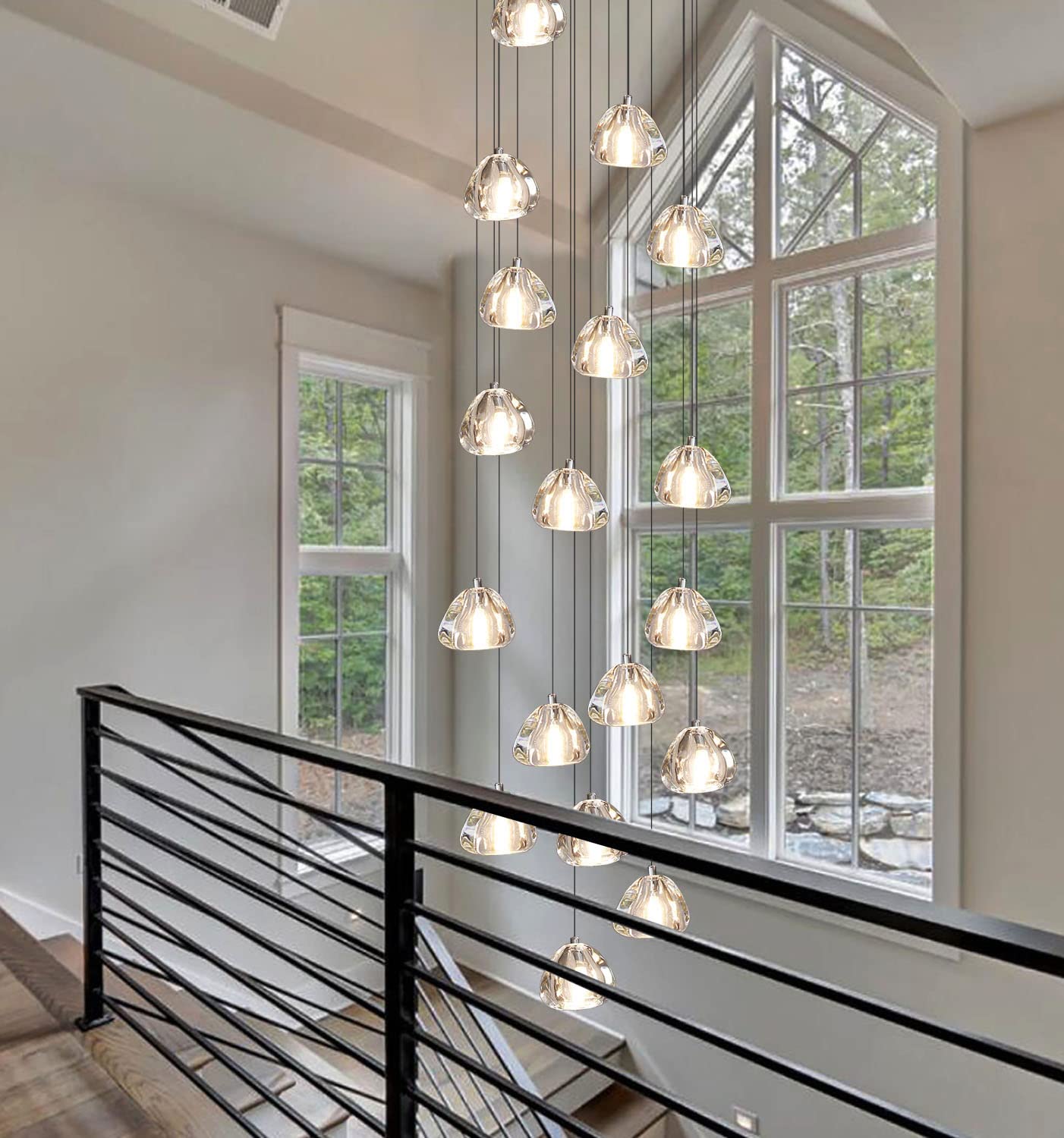 Buy 19.7"W x118"H, 18-Lights Crystal Chandeliers Modern LED Light ...