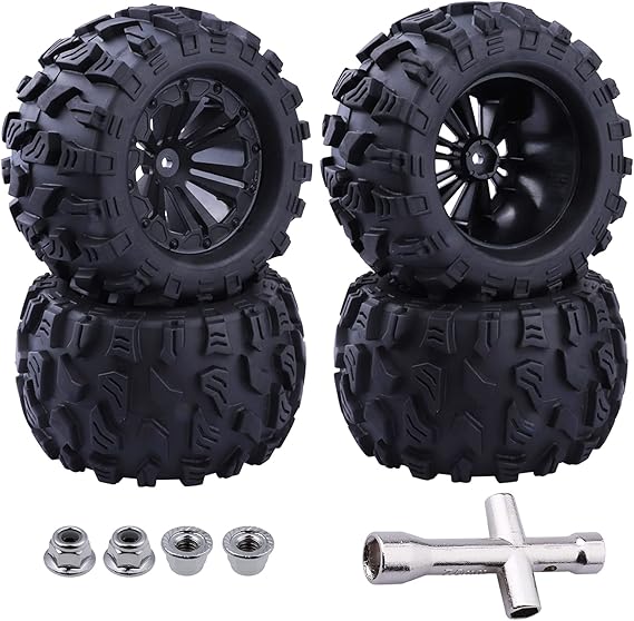 Amazon.com: Hobbypark 2.8" 12mm Hex 1/10 Scale RC Truck Tires and ...