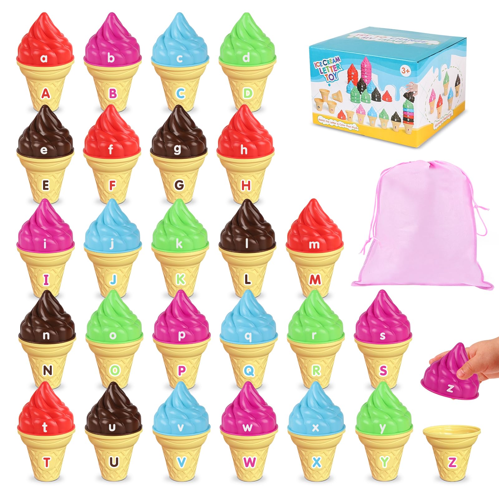 Amazon.com: Ice Cream Alphabet Learning Toys,Counting and Color Sorting ...