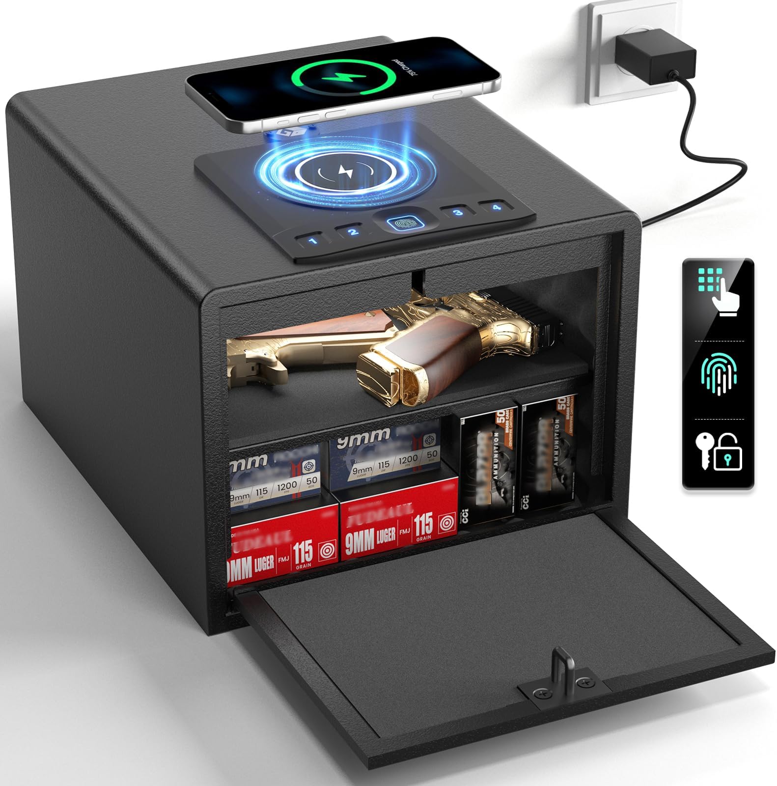 Amazon.com: Gun Safe, 4-Pistol Safe Portable Biometric Gun Safes for ...