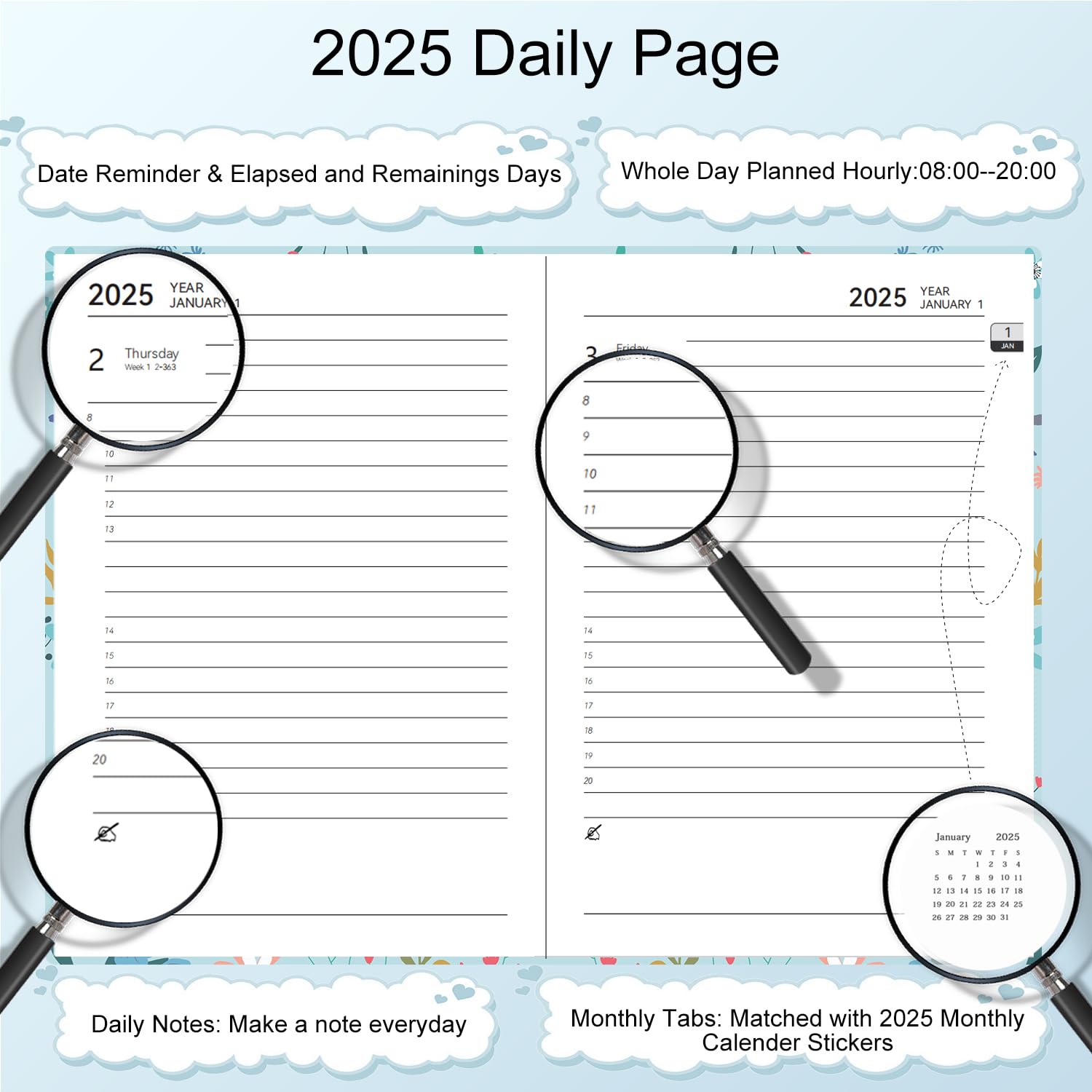 Dzhzal A4 Diary 2025 Day Per Page, Page a Day From January 2025 to ...