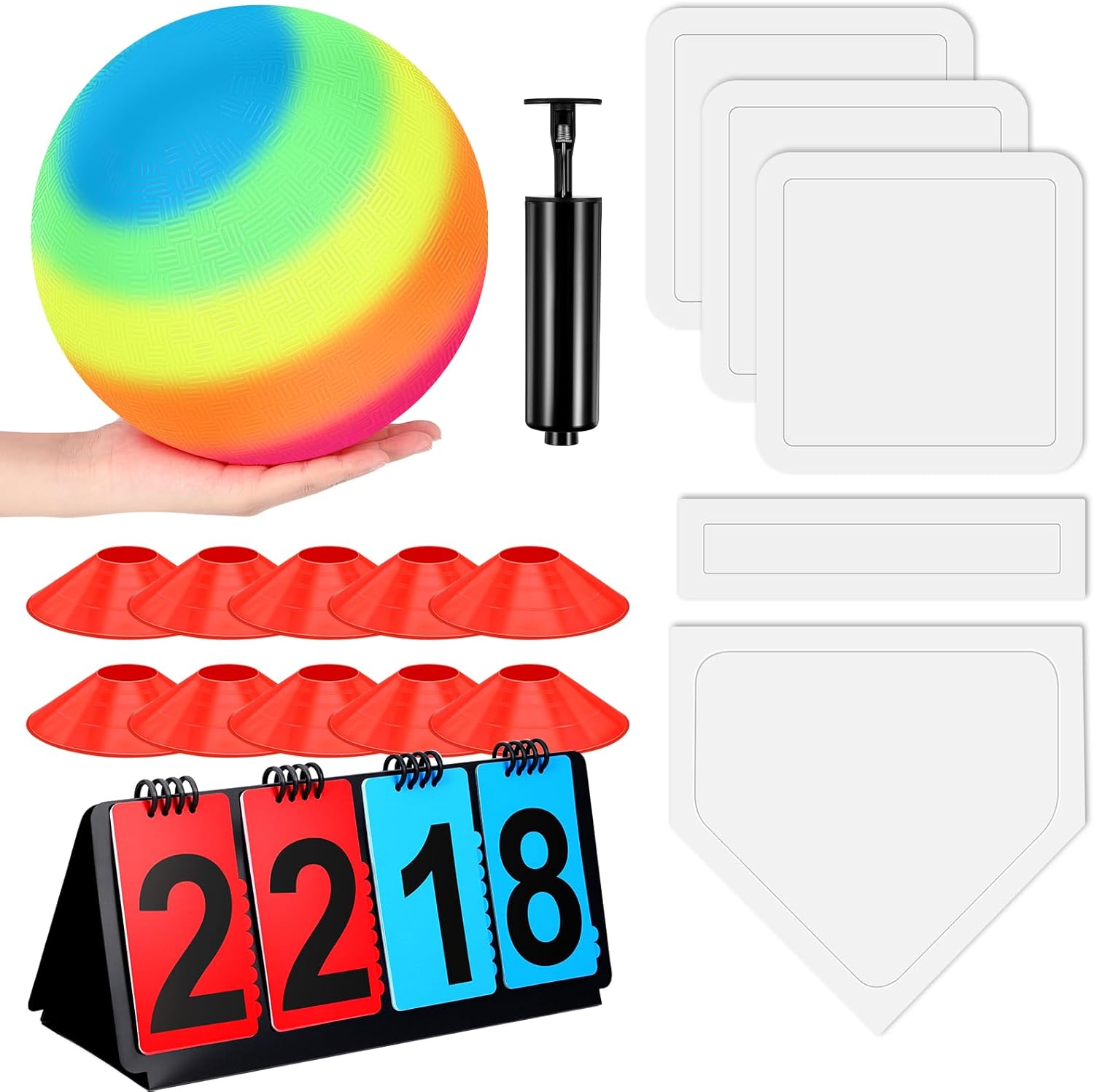 Amazon.com: Jenaai 18 Pcs Sports Kickball Set Includes Playground Ball ...