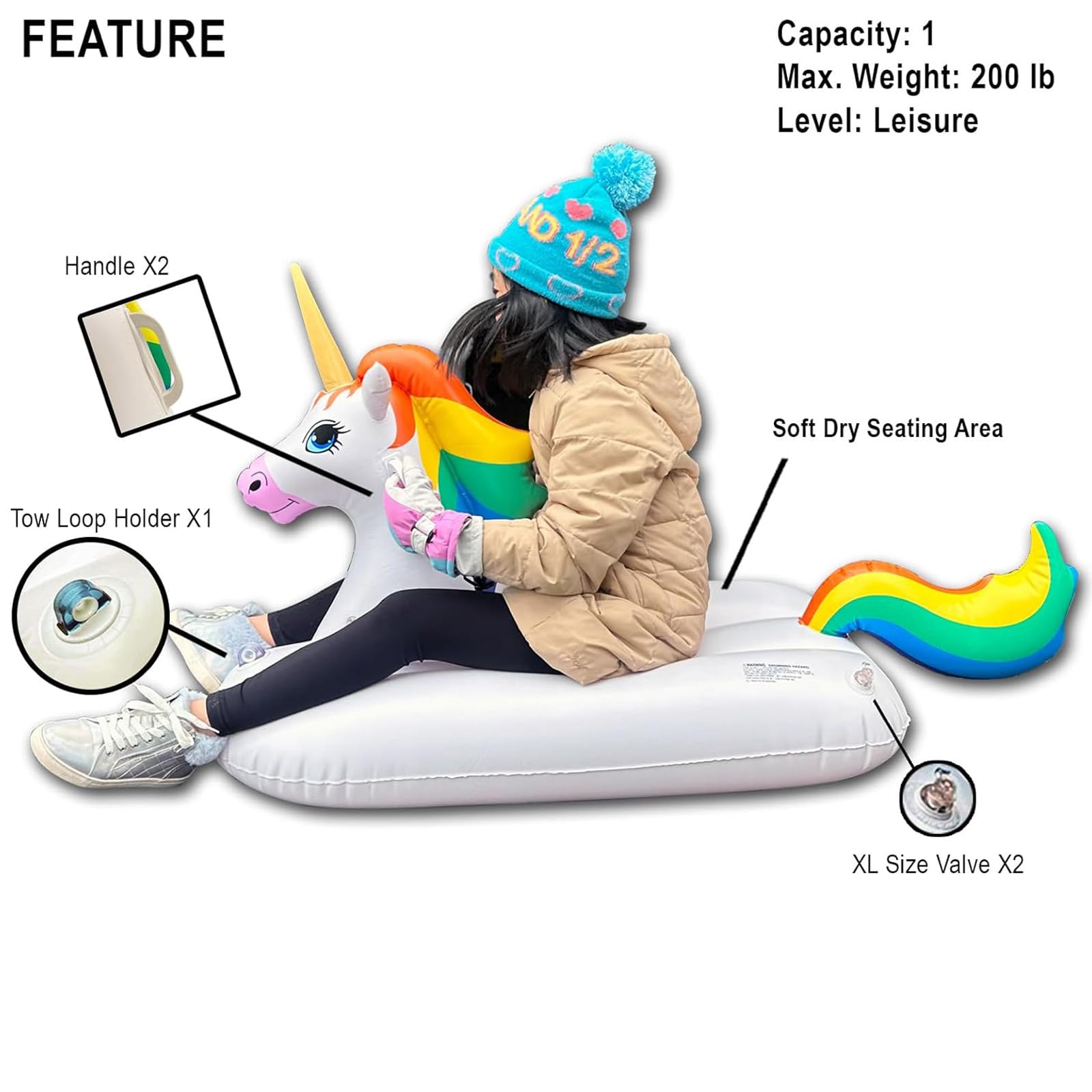 Snapklik.com : Jet Creations Inflatable Rainbow Unicorn Winter Snow ...