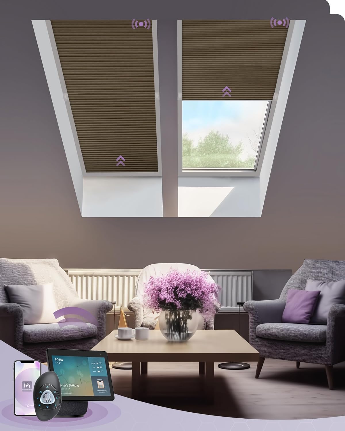 Amazon.com: Graywind Smart Custom Skylight Shades Compatible with Alexa Google Motorized Solar ...