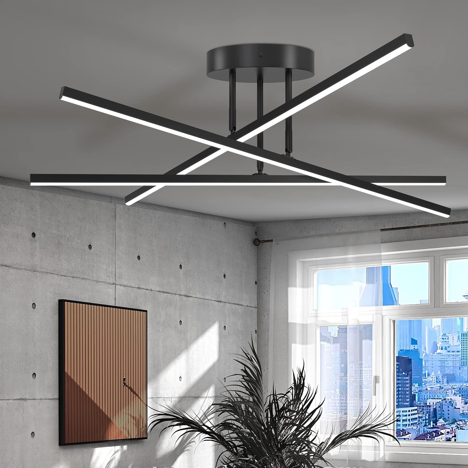 CHYING Modern LED Ceiling Light, 3-Square Ceiling Light Fixture, 57W 27 ...