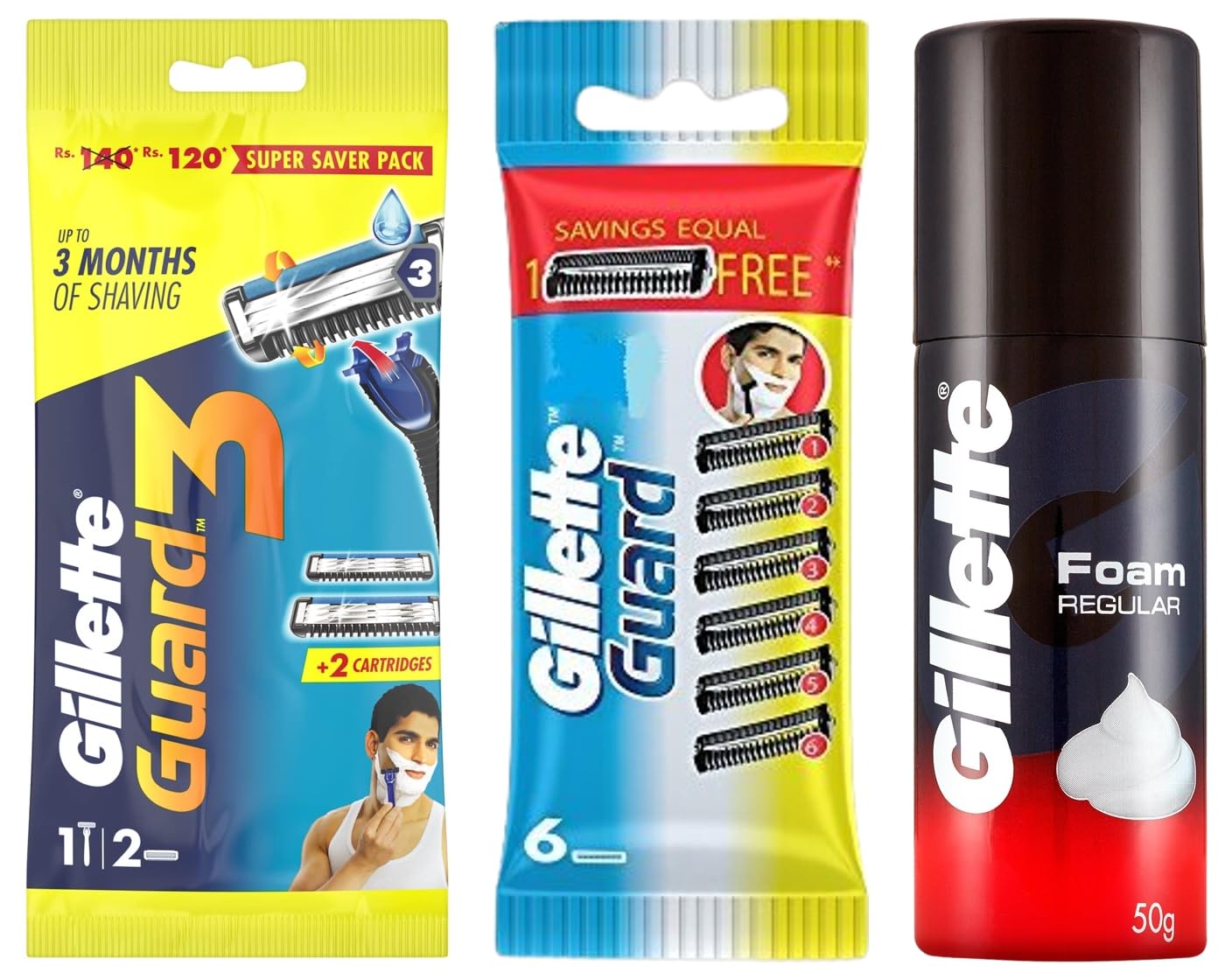 Buy Gillette Guard 3 Single Razor with 2 Blades & Gillette Guard Manual ...