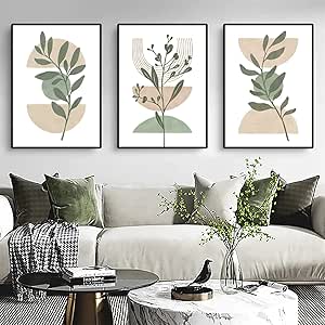 Amazon.de: Sarah Duke 3er Abstrakt Poster Set, Pflanzen Geometrie Leinwand Kunstposter, Ohne ...
