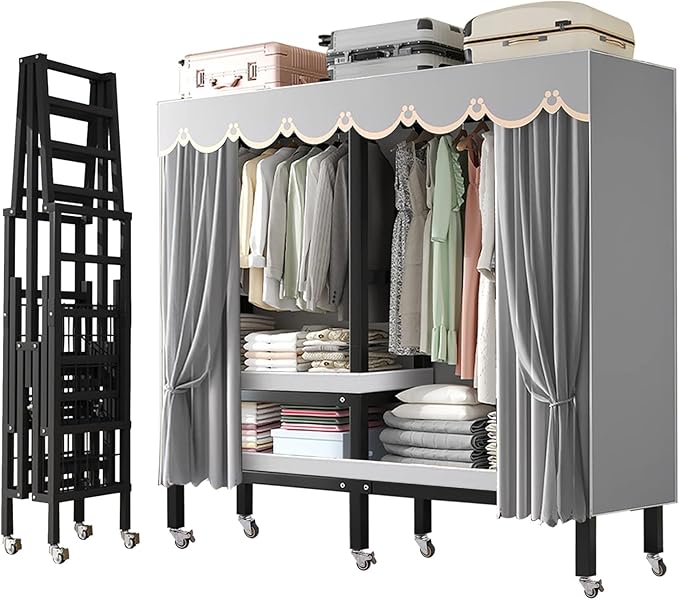Amazon.com: Heavy-duty Foldable Clothe Rack with cover Load 2000lbs ...